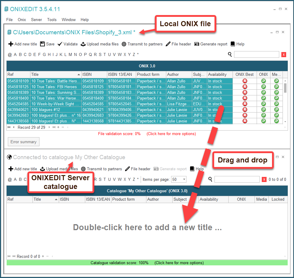 Importing ONIX files to a catalogue